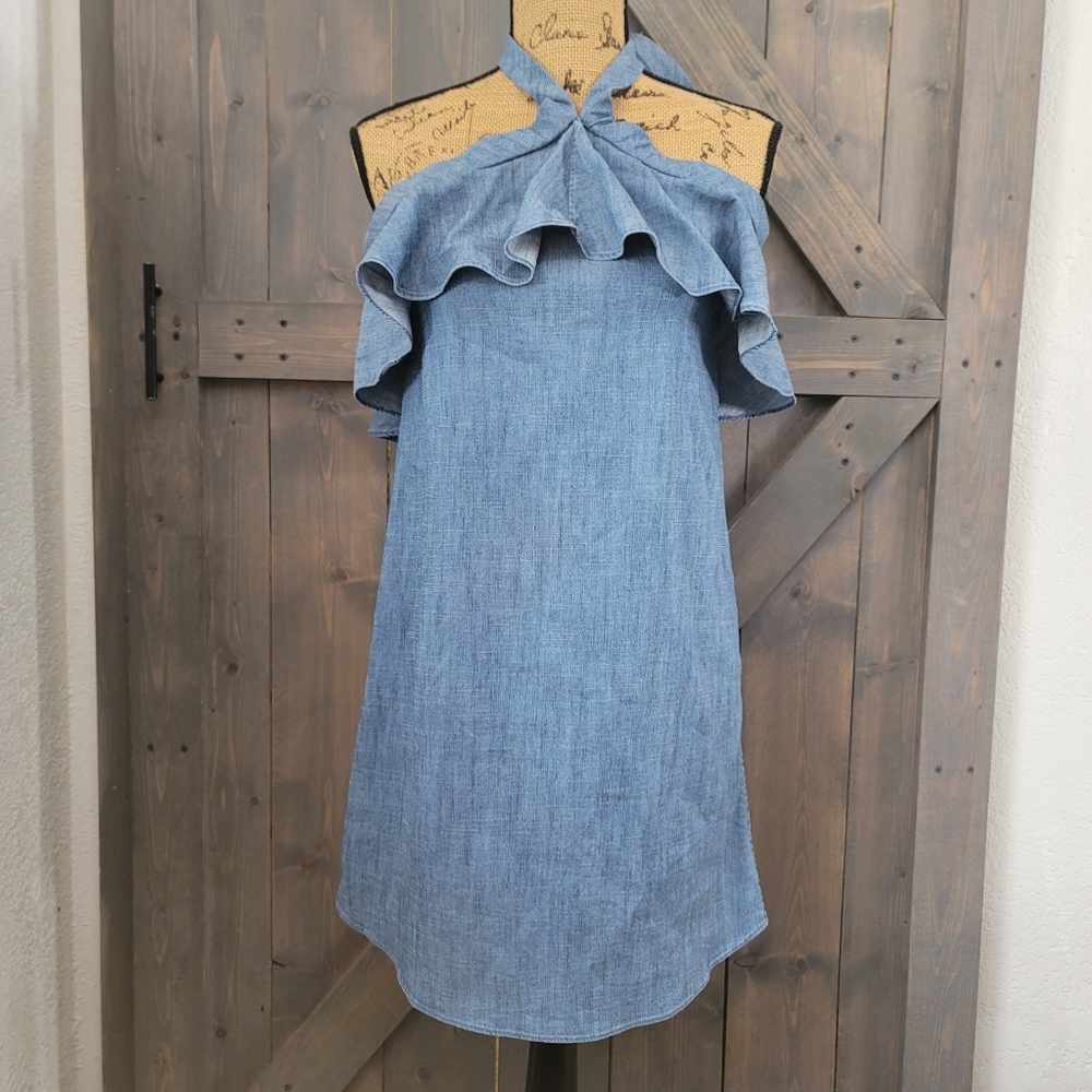 Alice + Olivia Alexia Off-Shoulder Chambray Dress Hal… - Gem